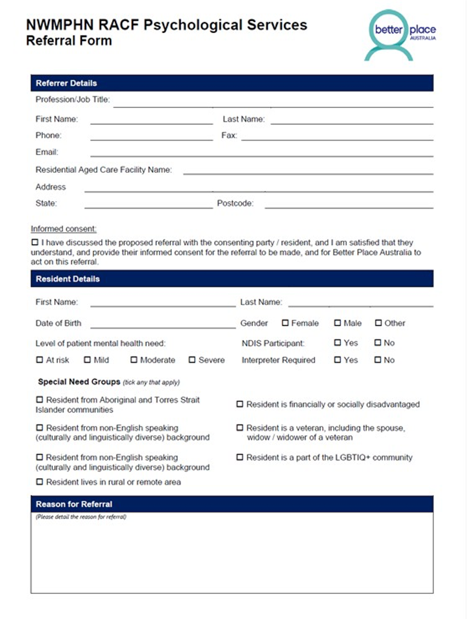 Discuss the Referral with the Resident and/or family and Refernces ...